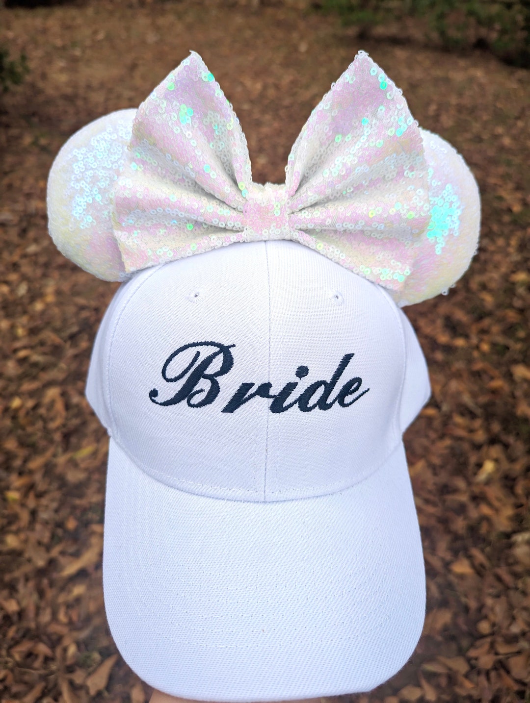Bride Ear Hat Veil/ Bride Minnie Ears/ White Bride Ears/ White Minnie ...
