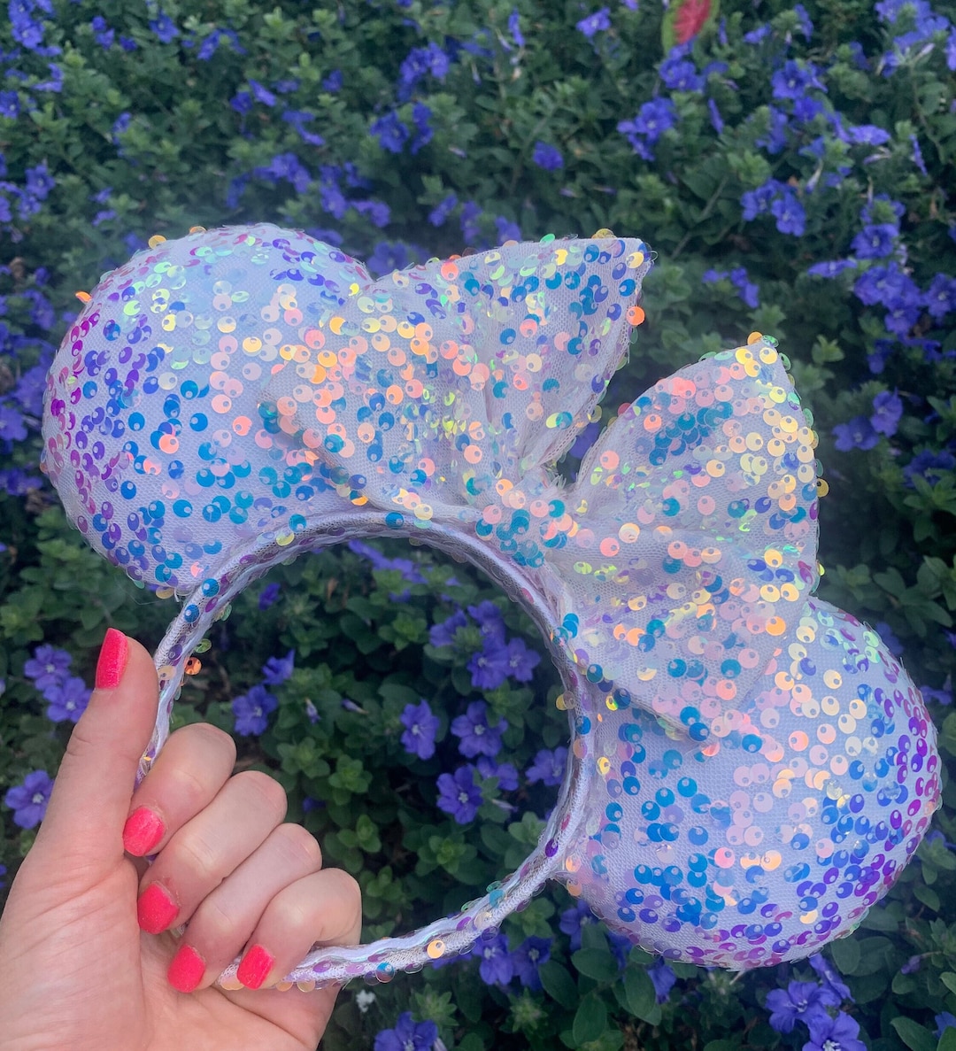 Iridescent Sparkly Ears/ Magic Kingdom Ears/iridescent Ears/ Blue Sequin Ears/ Shiny Ears/ Mouse ...