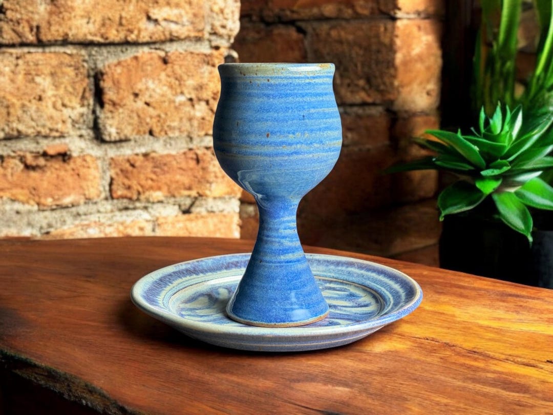 Communion Set Kent Harris Pottery Goblet 7.5 Tall X 3 Wide at Rim Plate ...