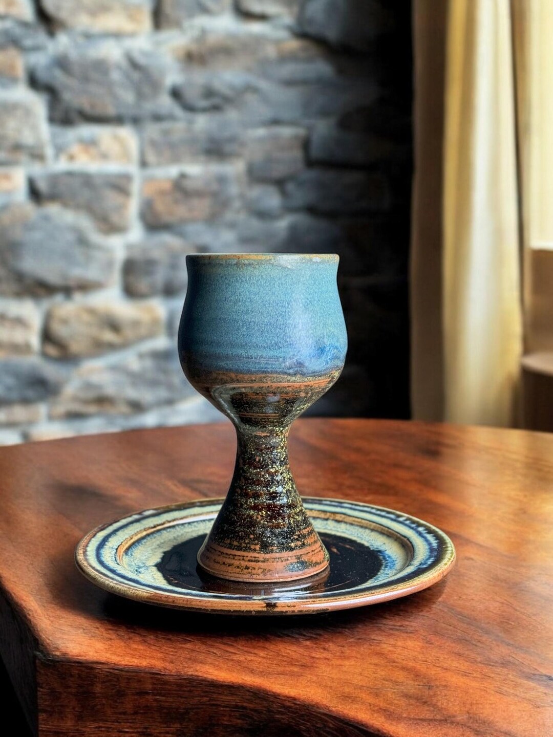 Communion Set Kent Harris Pottery Goblet 7.5 Tall X 3 Wide at Rim Plate ...