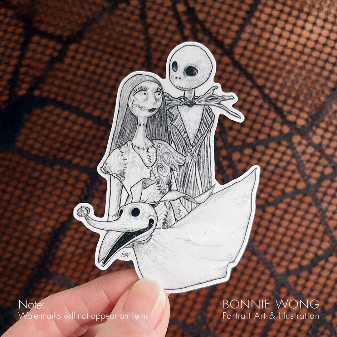 Jack and Sally Sticker / Water Bottle Sticker / Halloween Sticker ...