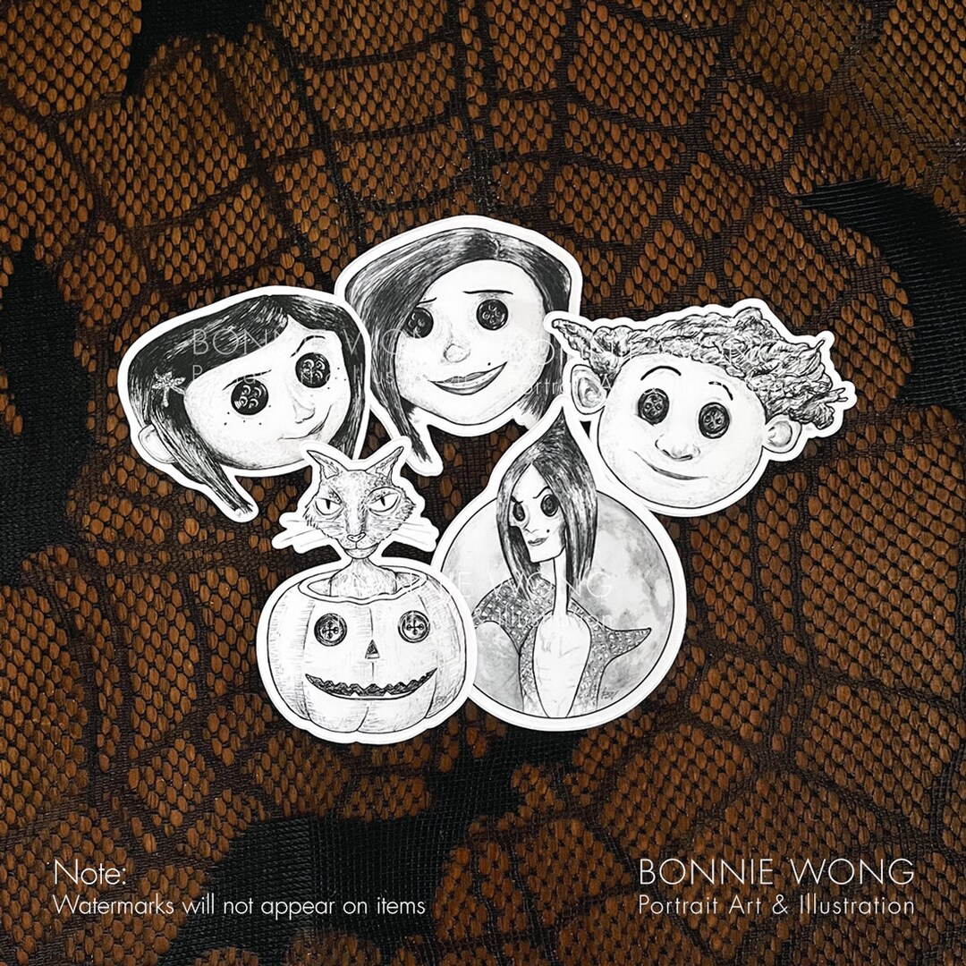 Coraline Sticker Pack • Spooky Gothic Stickers for Water Bottle, Laptop ...