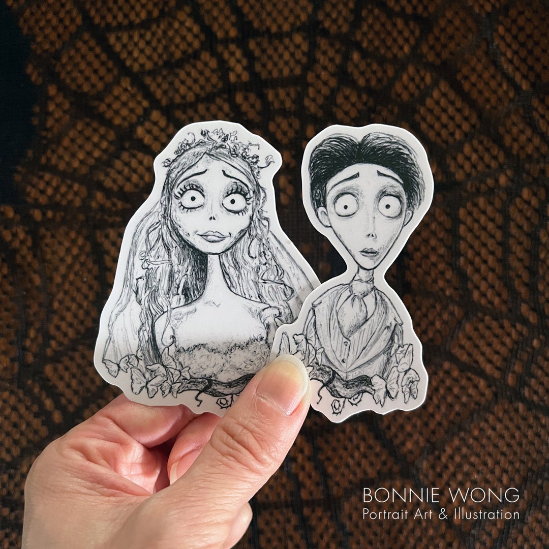Corpse Bride Sticker / Spooky Cute Goth Bride and Groom Sticker for ...