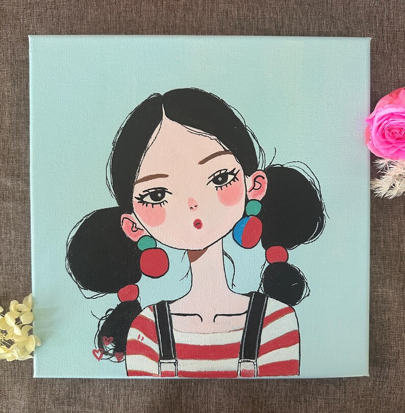 Hand Painting Arcrylic Painting Fashion Girl - Etsy
