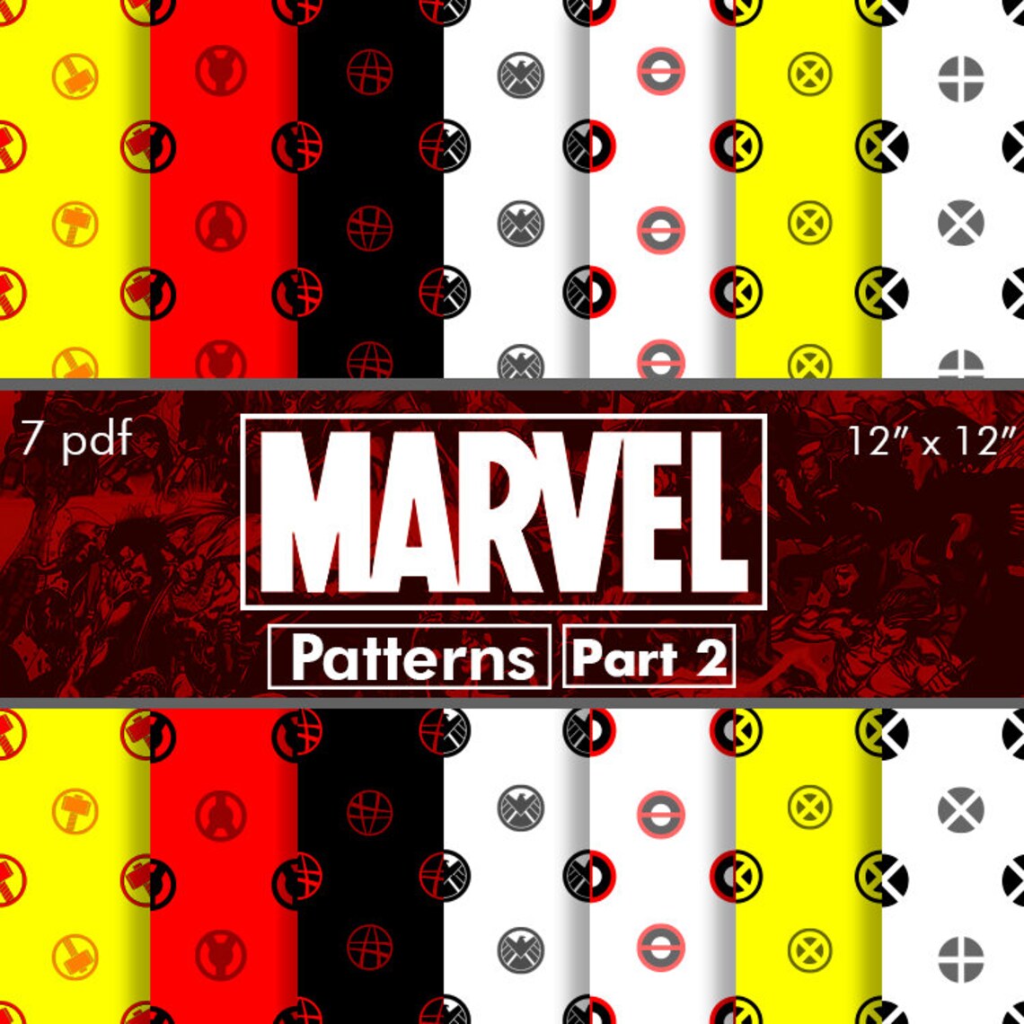 Marvel Heroes Digital Paper Pack, Marvel Patterns, Digital Paper Pack ...