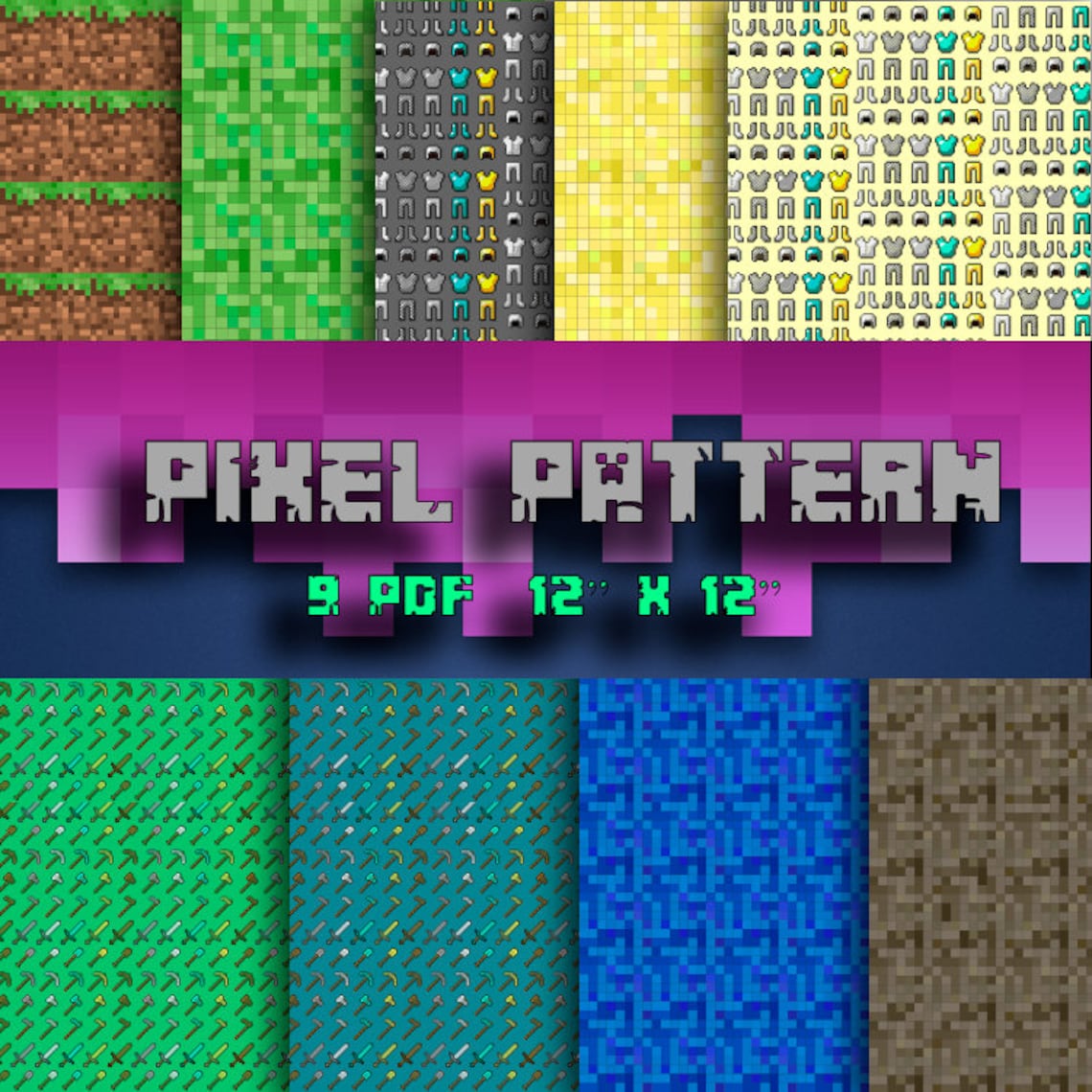 Minecraft Digital Paper Pack minecraft Patterns digital | Etsy