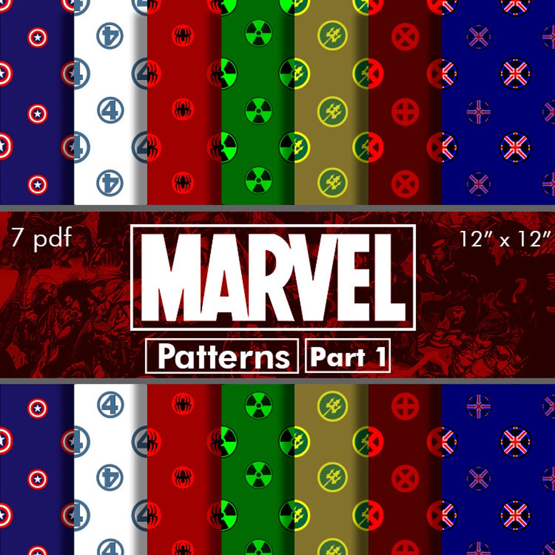 Marvel heroes Digital Paper Pack, Marvel Patterns, digital paper pack ...