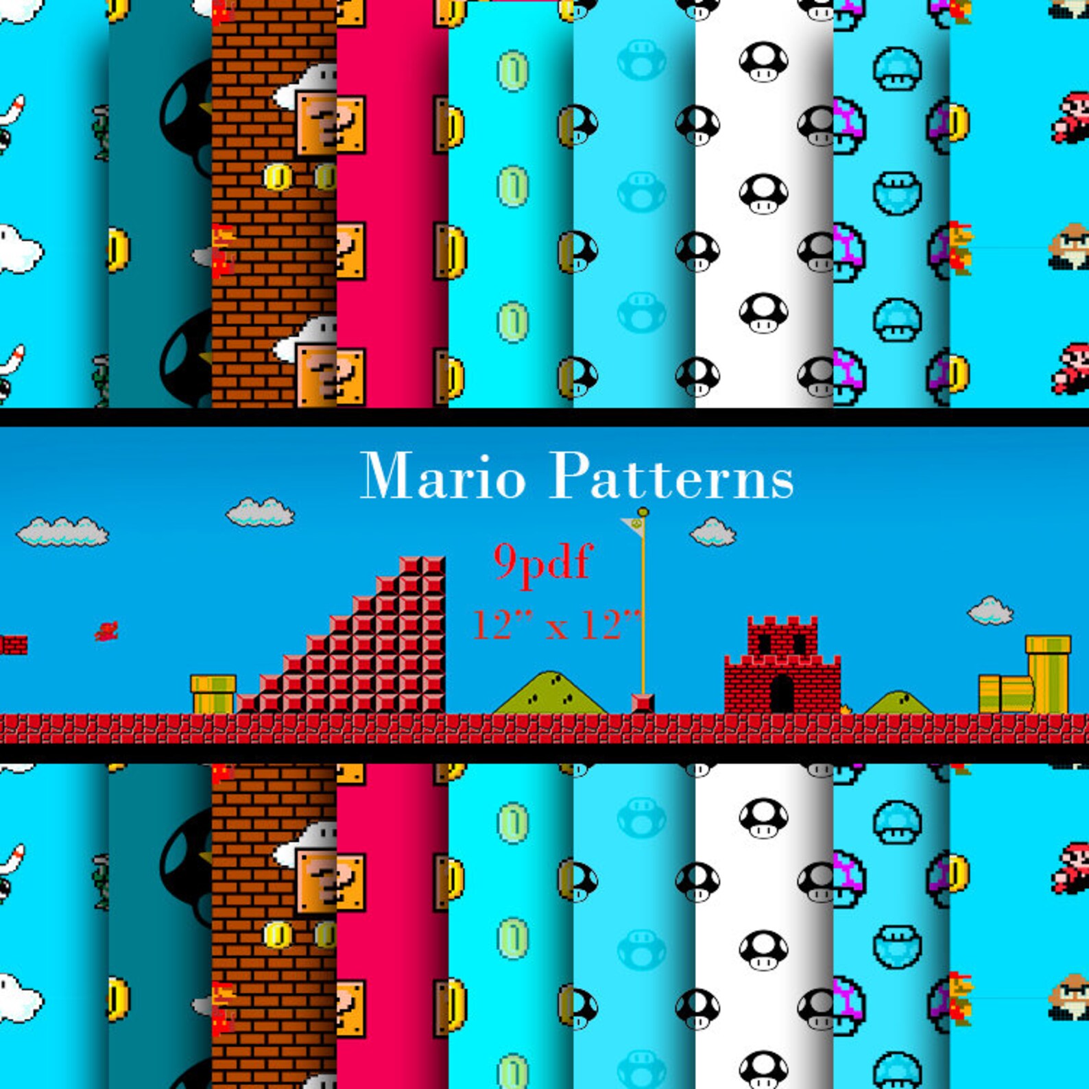 Nintendo Mario Bros Digital Paper Pack nintendo Patterns | Etsy