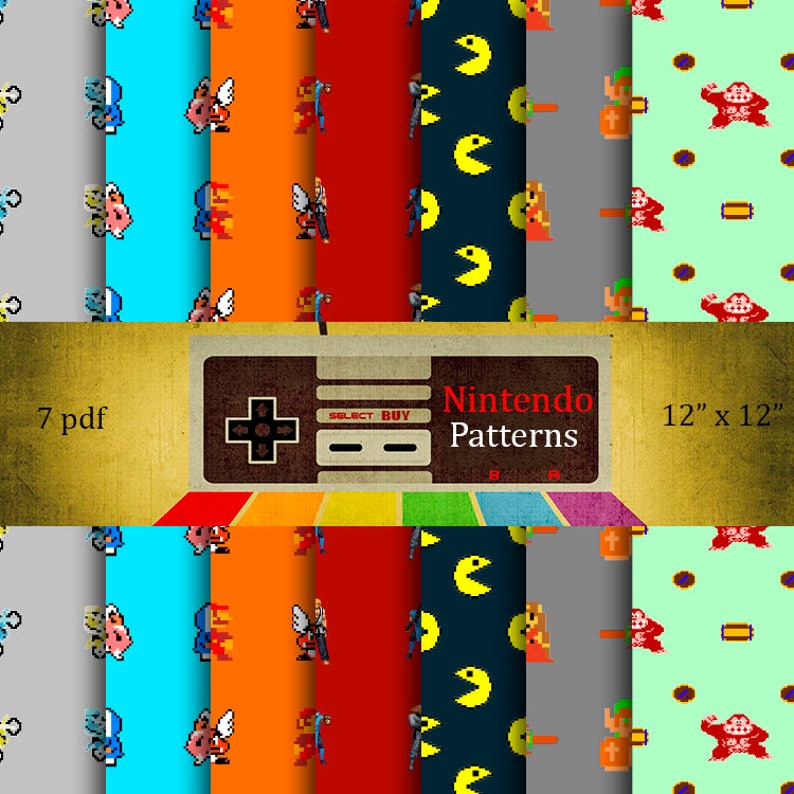 Nintendo games Digital Paper Pack nintendo Patterns digital | Etsy