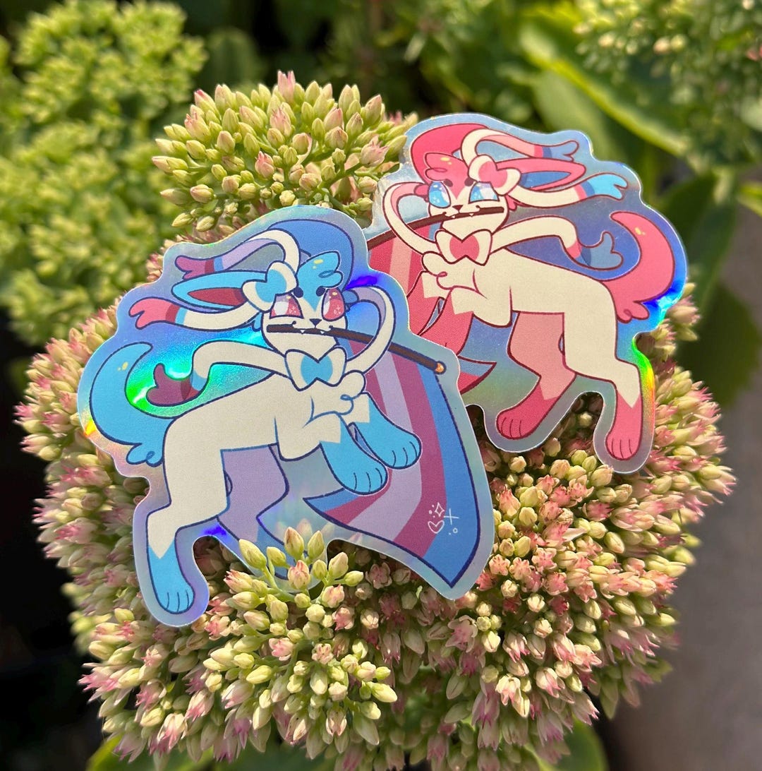 Trans Sylveon Holo Vinyl Sticker - Etsy