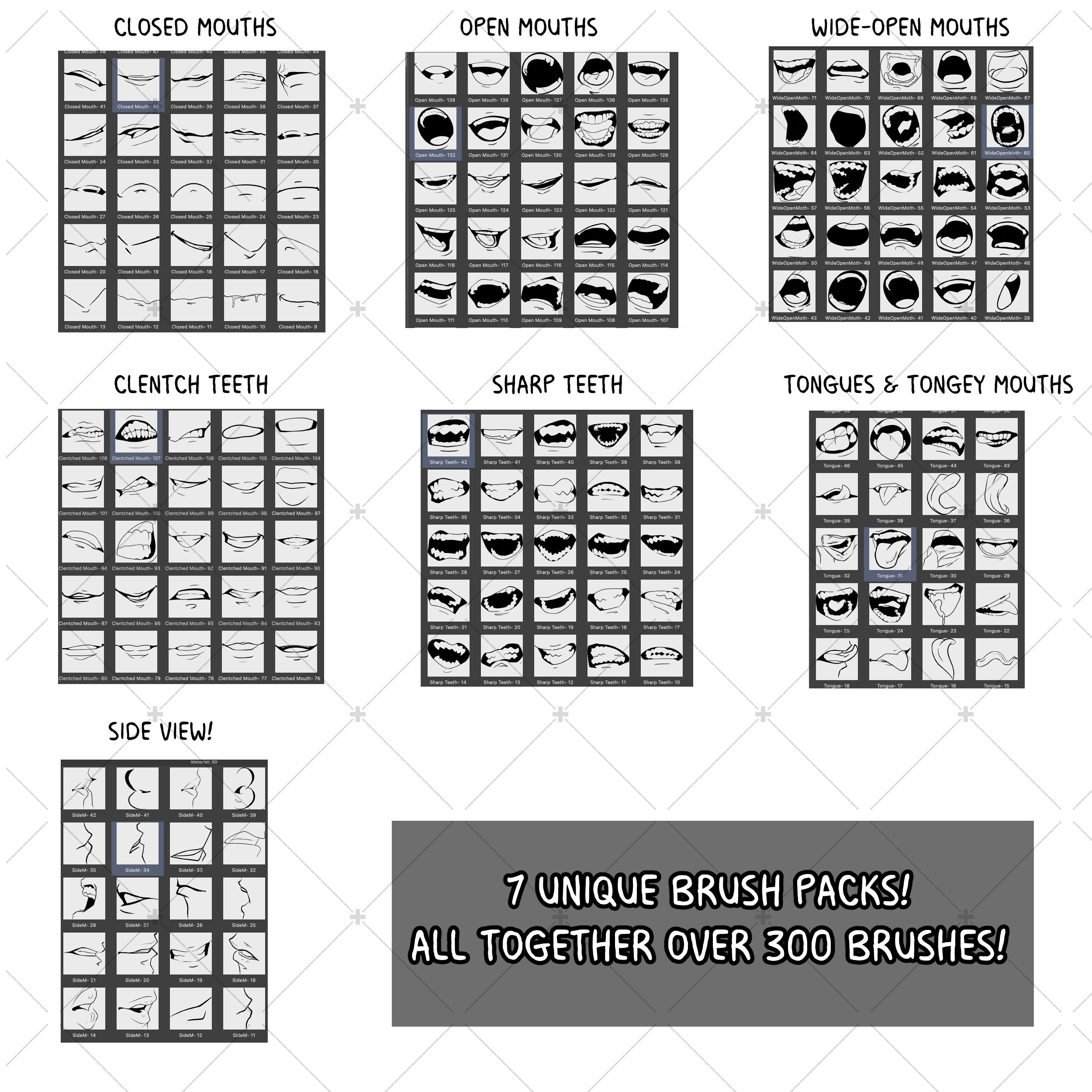 350+ Anime Mouth Pack for Procreate and CSP! Anime Teeth, Tongue ...