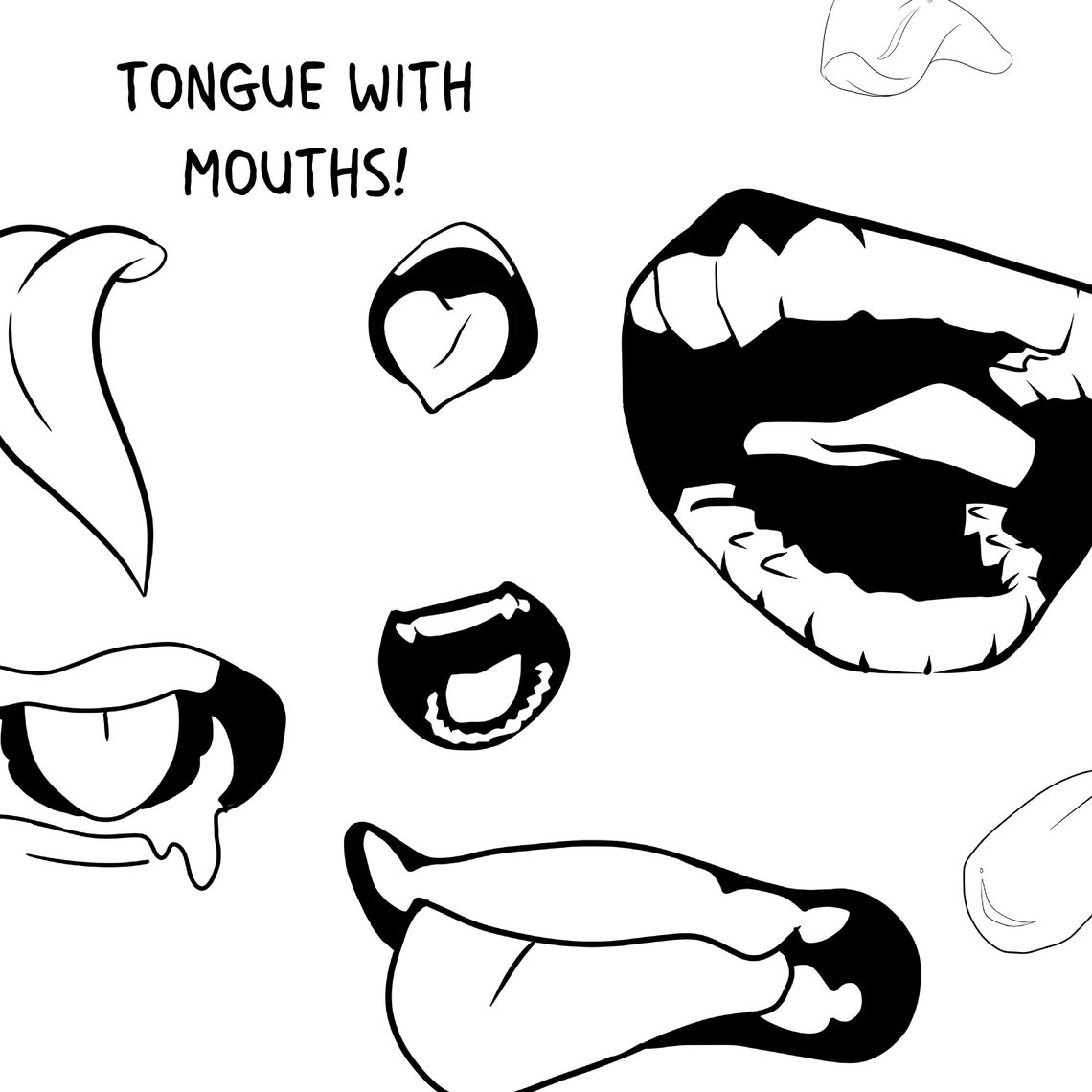 350 Anime Mouth Pack for Procreate and CSP Anime Teeth, Tongue, Angles ...