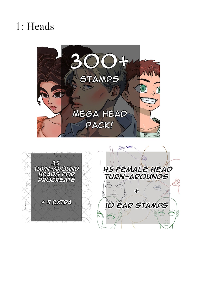 3000 Mega Anatomy Pack Anime Webtoon Anatomy Body Stamps and Brushes ...
