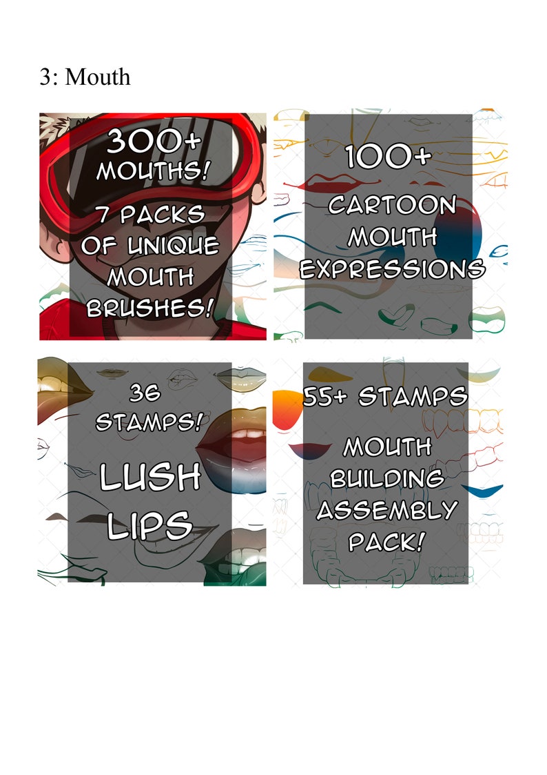 3000 Mega Anatomy Pack Anime Webtoon Anatomy Body Stamps and Brushes ...