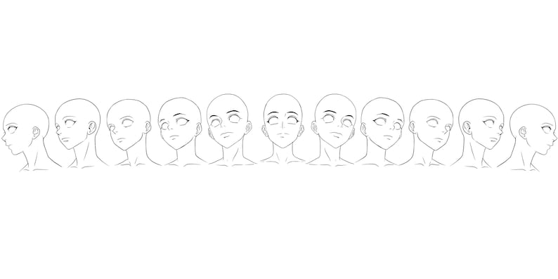 100+ Anime Female Heads Pack for Procreate, CSP! Male and Female ...