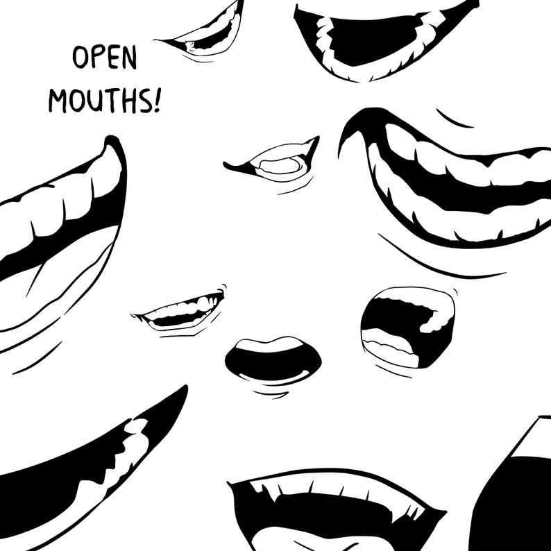 350 Anime Mouth Pack For Procreate And Csp Anime Teeth Tongue Angles Sharp Teeth Easy