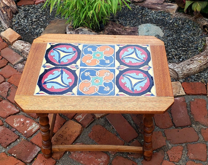 Catalina Ceramic Tile and Mahogany Mid Century Modern Table - Etsy