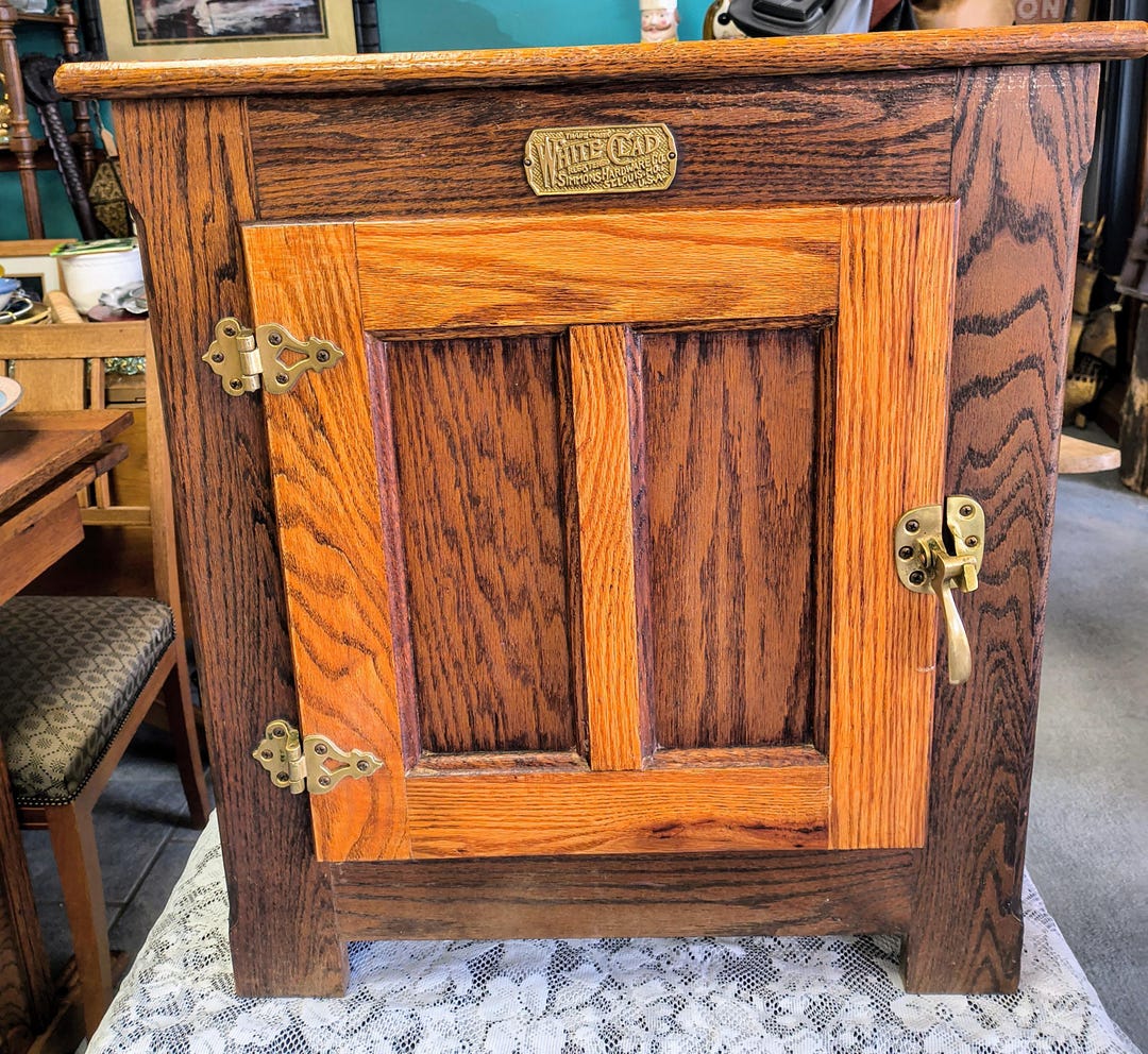 White Clad Oak Ice Box/bar Cabinet/end Table - Etsy