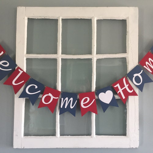 Welcome Home Banner Red White and Blue Banner Military - Etsy