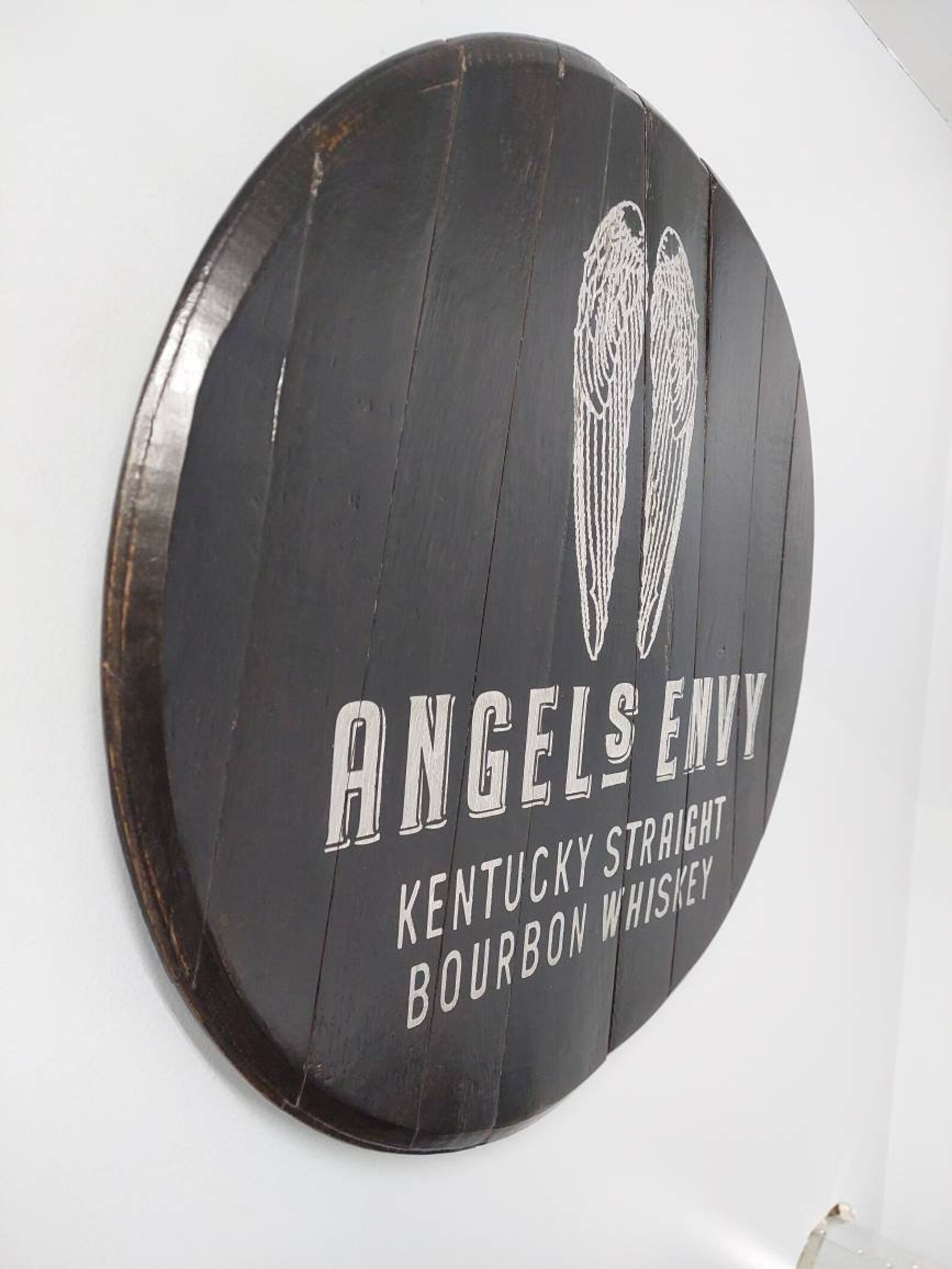 Black Stain Engraved Logo Bourbon Barrel Top, Bourbon Barrel Tray, Lazy ...