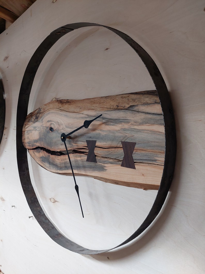 Whiskey Barrel Ring Clock: Live Edge Maple Wall Art - Etsy
