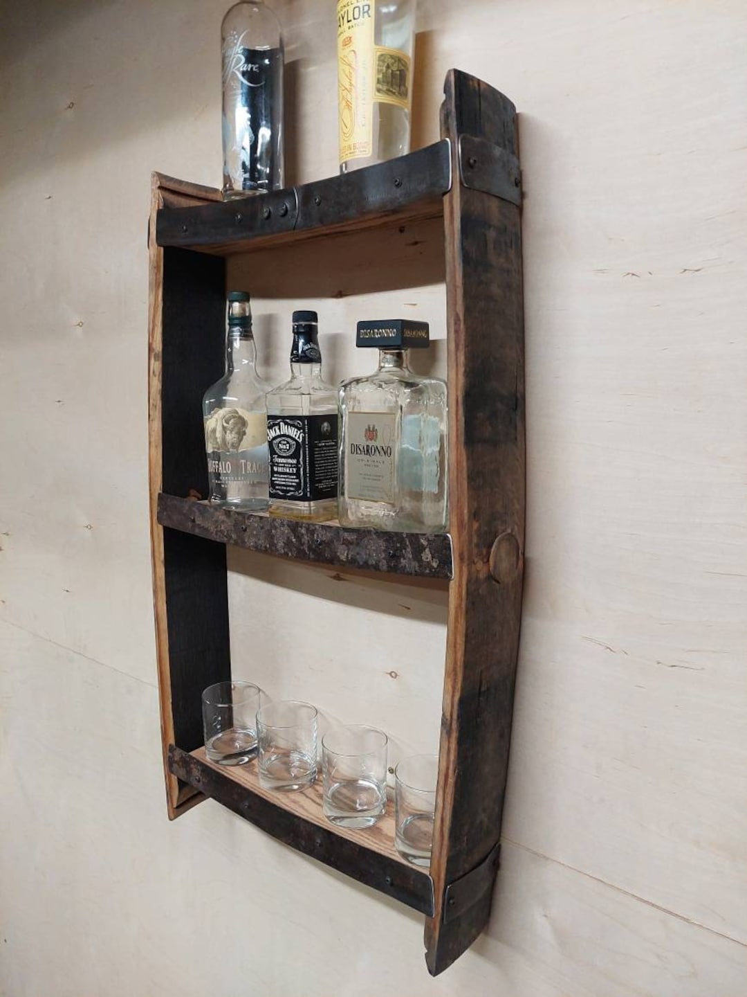Bourbon Barrel Shelf, Barrel Stave Shelf, Bar Shelf - Etsy