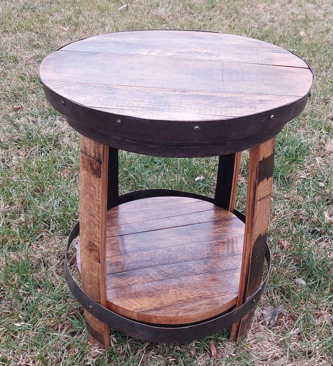 Full Round Bourbon Barrel Table, Whiskey Barrel End Table - Etsy