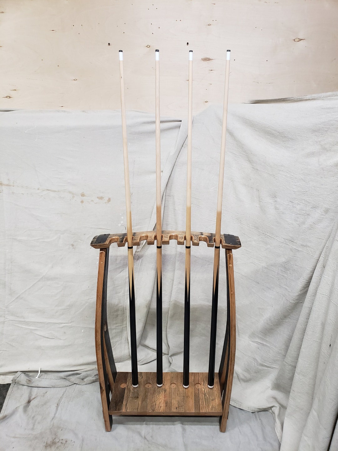 Barrel Stave Pool Cue/billiard Cue Floor Rack - Etsy