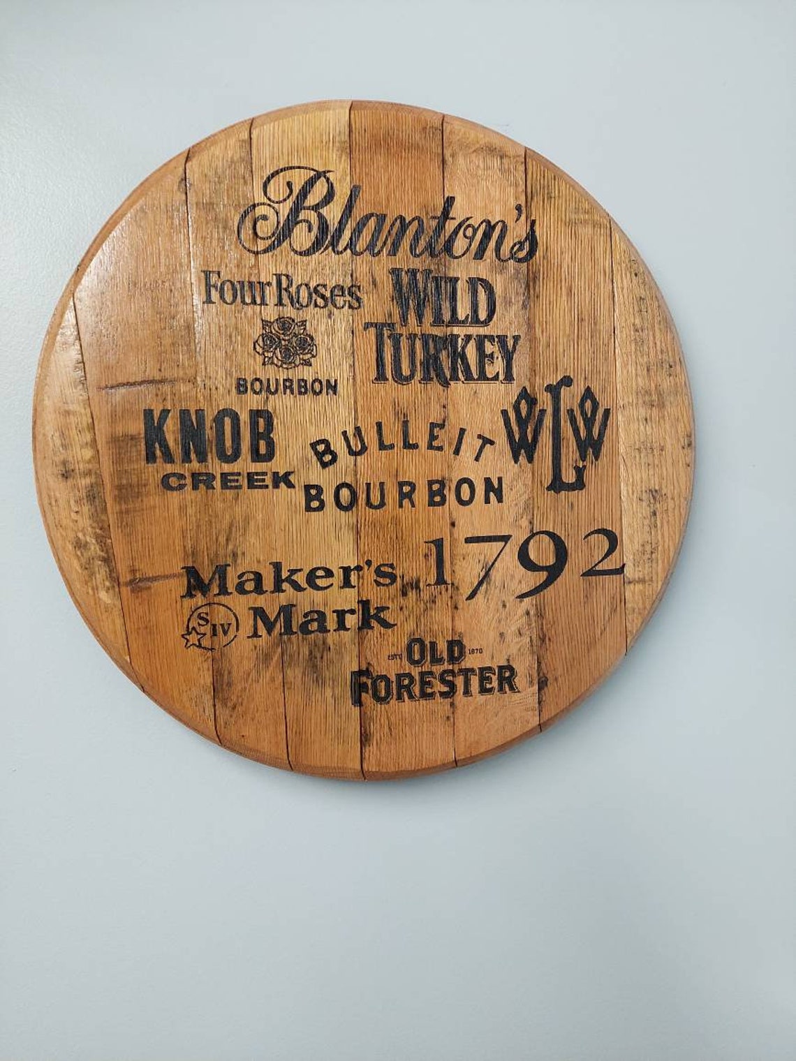 Multi Brand Barrel Top Bourbon Barrel Tray Lazy Susan Wall - Etsy