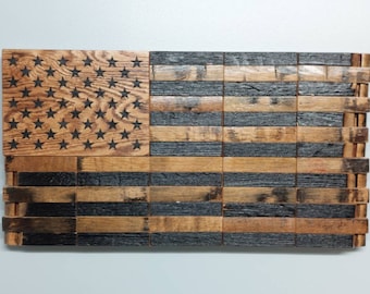 Bourbon Whiskey Barrel Flag - USA Flag Made From Oak Barrel Wood - Etsy