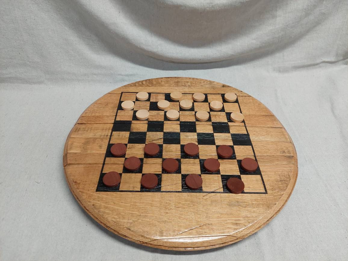 Checker and Chess Board Checker Board Bourbon Barrel Head - Etsy