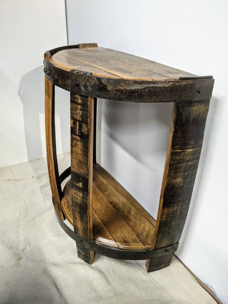 Half Round Bourbon Barrel End Table - Etsy