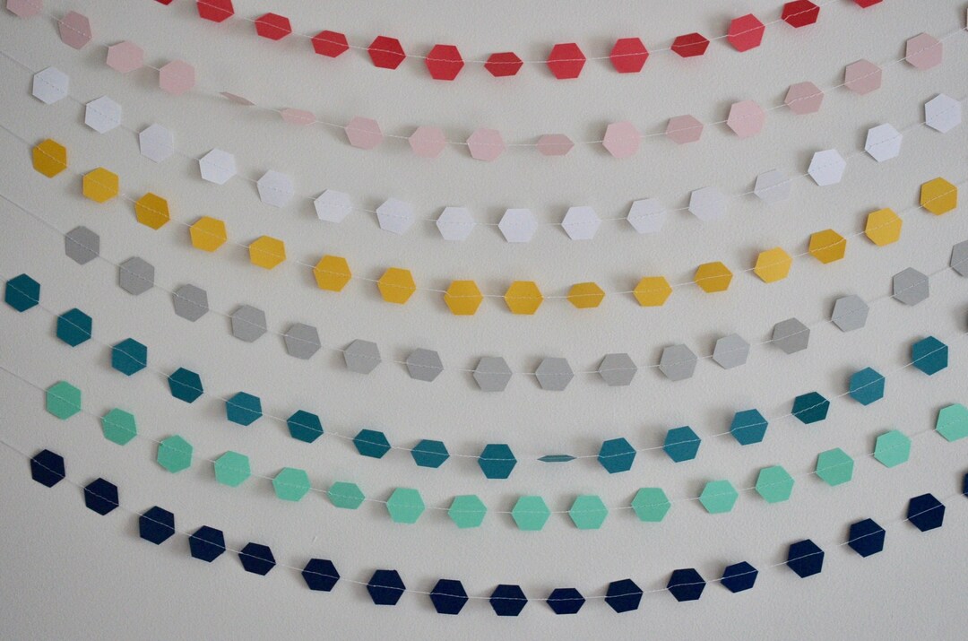 Hexagon Paper Garland Geometric Garland Mix and Match - Etsy