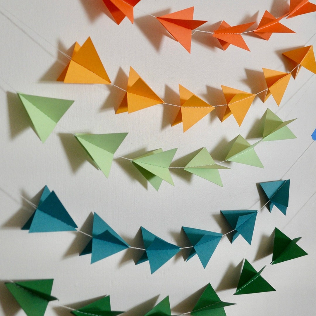 3D Triangle Paper Garland | Geometric Garland | Mix & Match | Customize ...