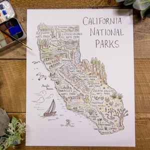 California National Parks Map - Etsy
