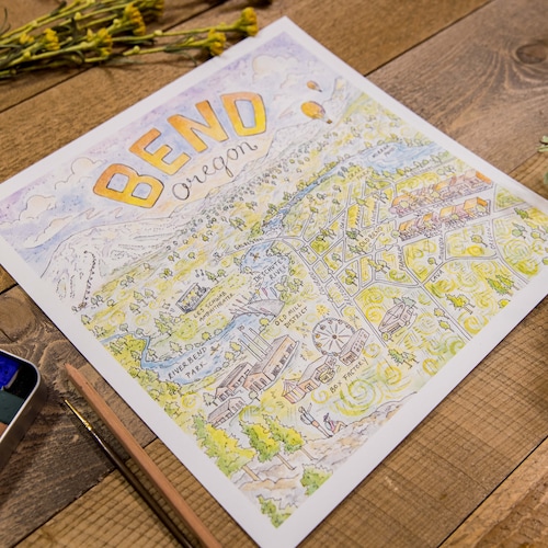 Bend OR Heart Map Print Oregon Map Art Bend Oregon Gift - Etsy