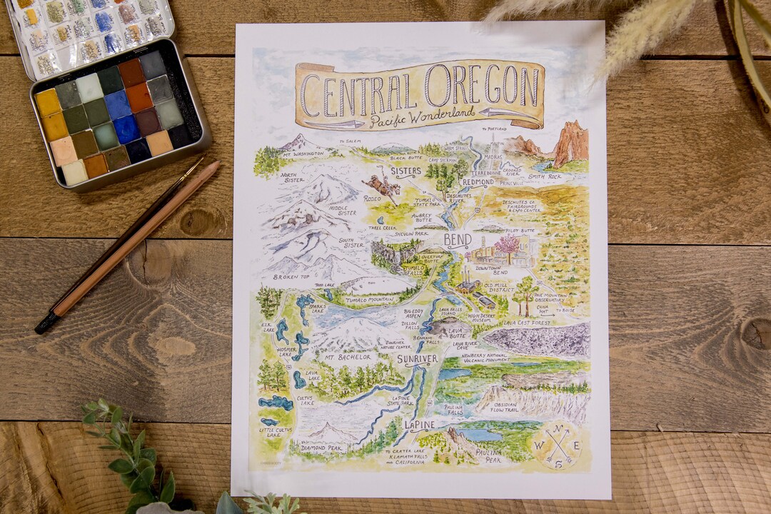 Central Oregon Map - Etsy