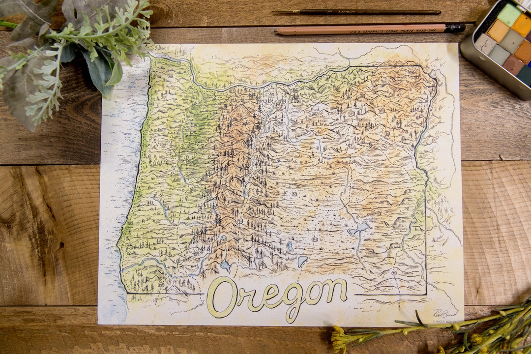 Oregon Terrain Map - Etsy