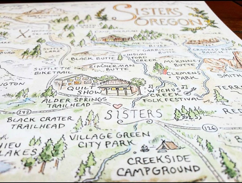 Sisters Oregon Map | Etsy