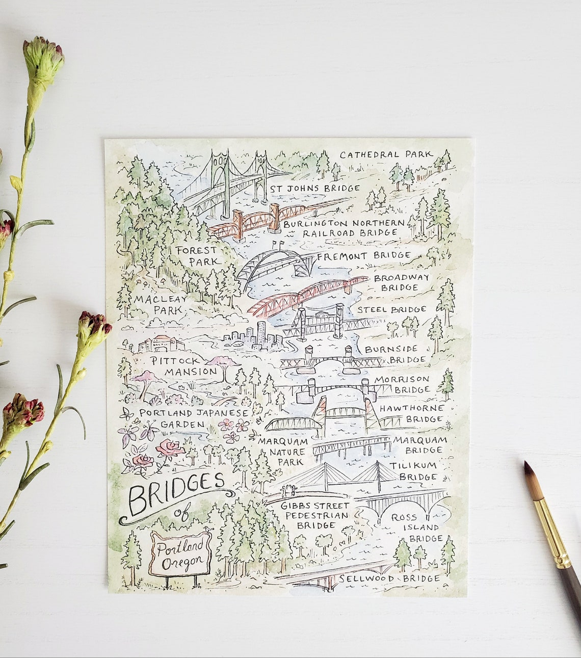 Portland Oregon Bridges | Etsy