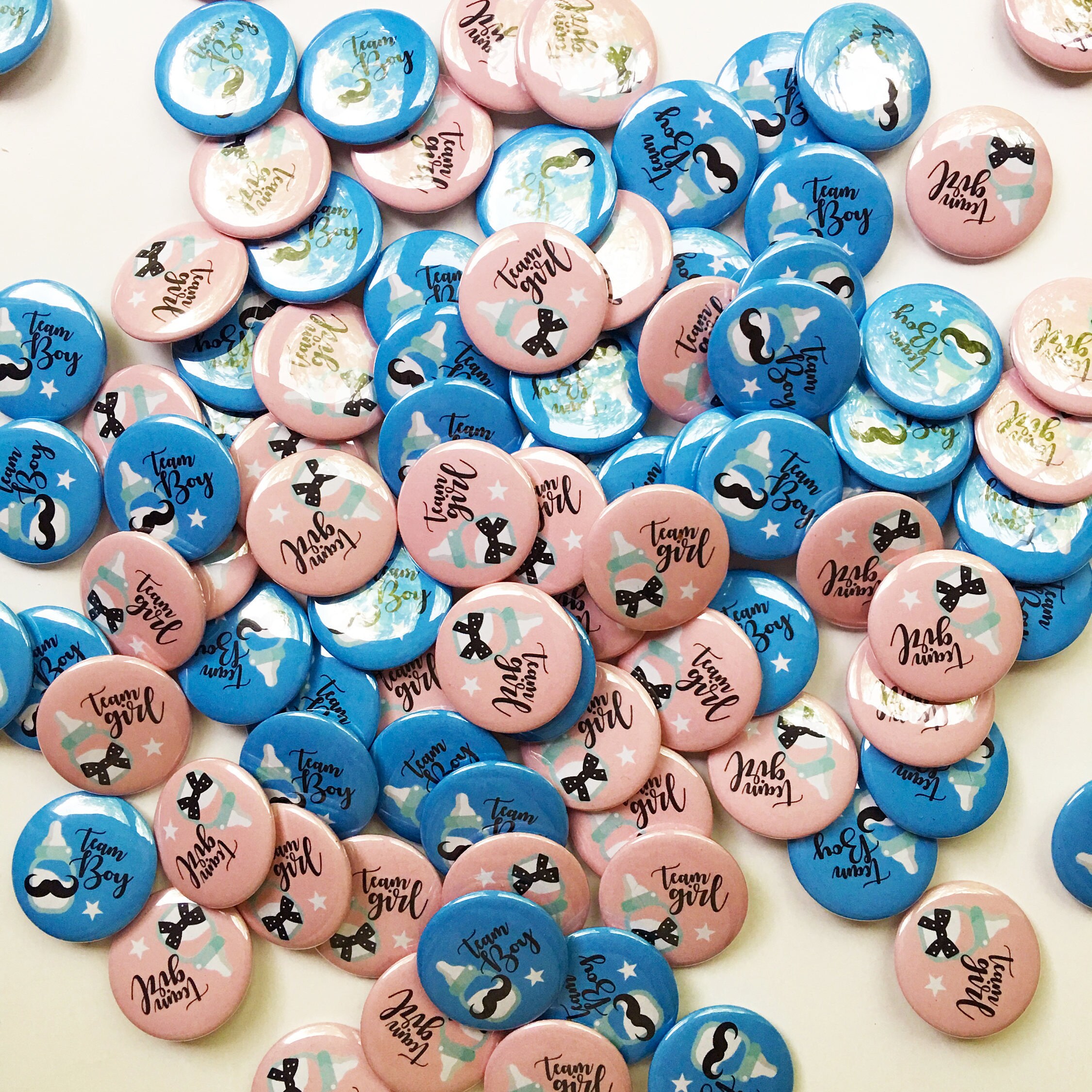 Badges Baby Shower Gender Reveal Badges 32mm 10/20/30 Team | Etsy