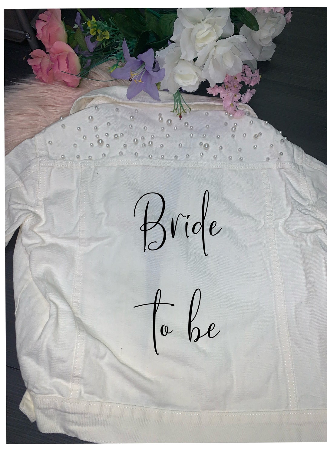 Personalised Custom Text - Your Wording - Print Wedding Bridal Denim ...
