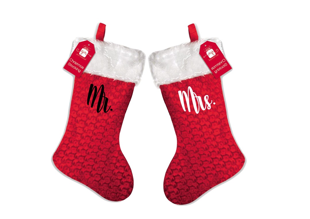Mr & Mrs , His and Hers Christmas Xmas Stocking Set Matching Twinning ...