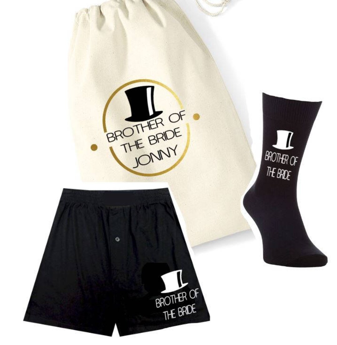 Personalised Brother of the Bride Boxers Socks Bag Wedding Thank You ...