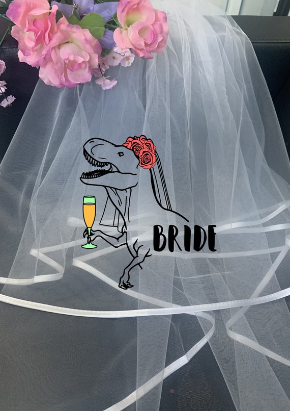 Bride Dino Dinosaur Print Hen Party Veil Bride Wedding - Etsy UK