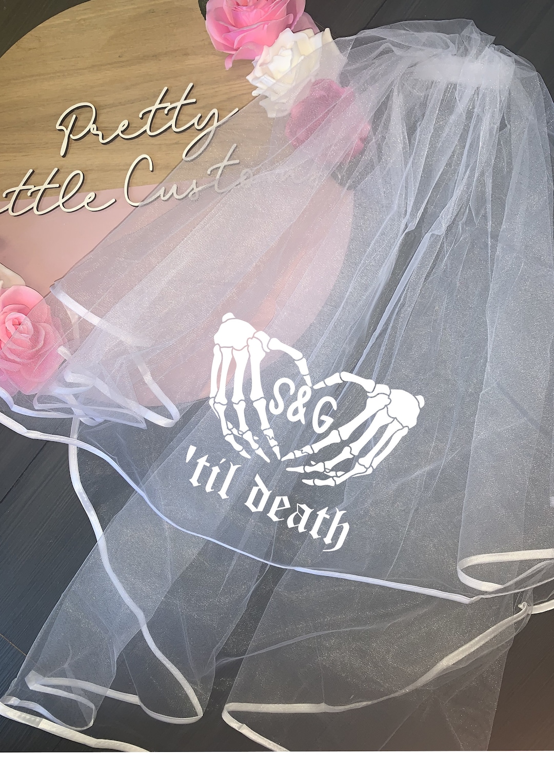 Personalised 'til Death (bride and Groom Initials) Print Hen Party Veil ...