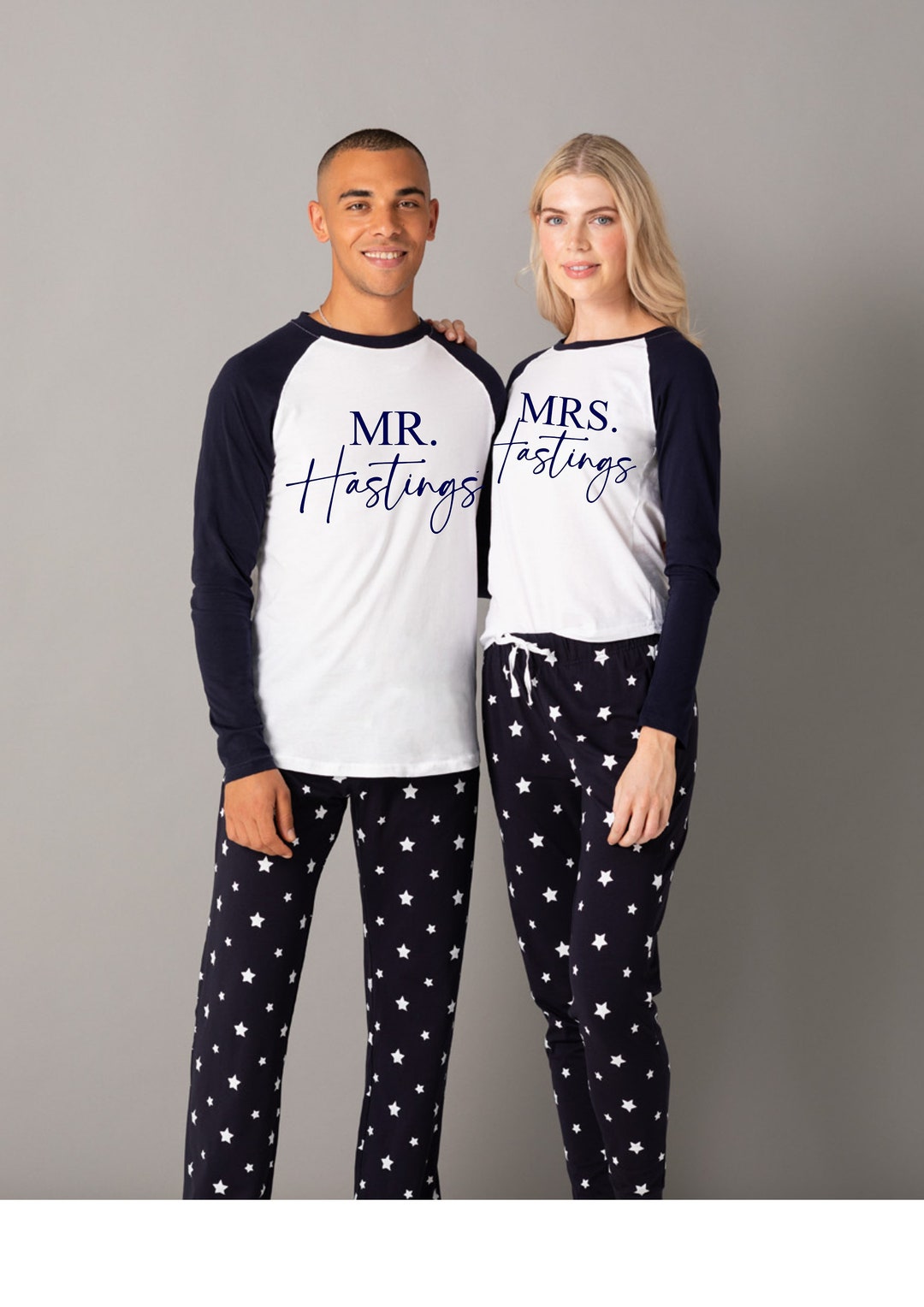 Personalised Mr & Mrs Matching Twinning Couples Pjs Pyjamas Wedding ...