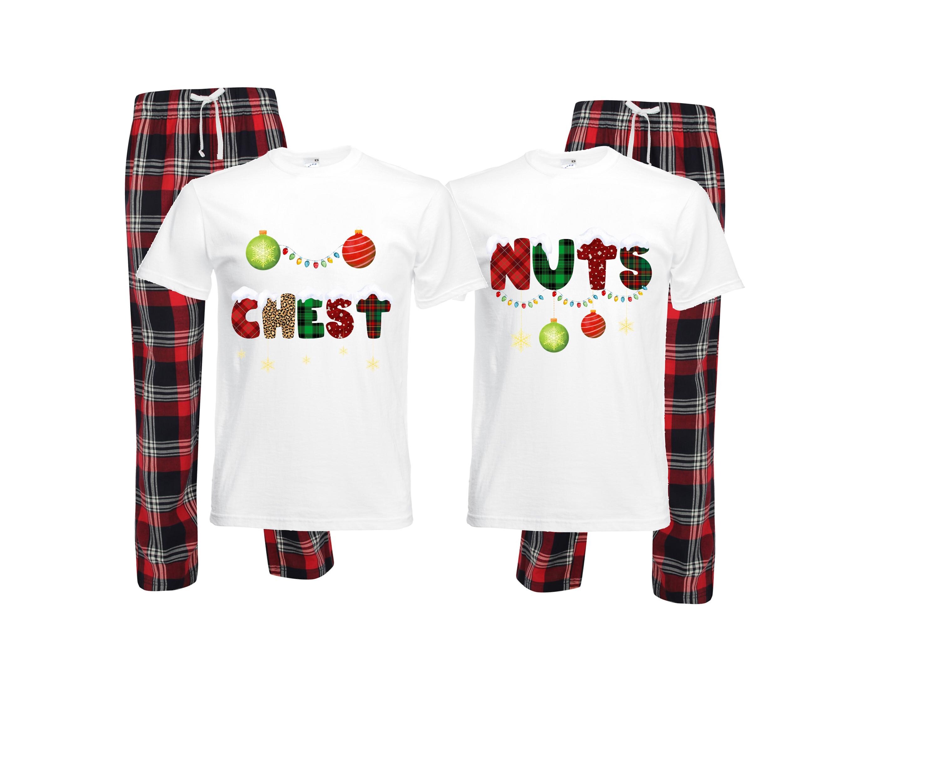 Chestnuts, Chest and Nuts Print Pyjamas , Pjs Set of 2 - Christmas Xmas ...