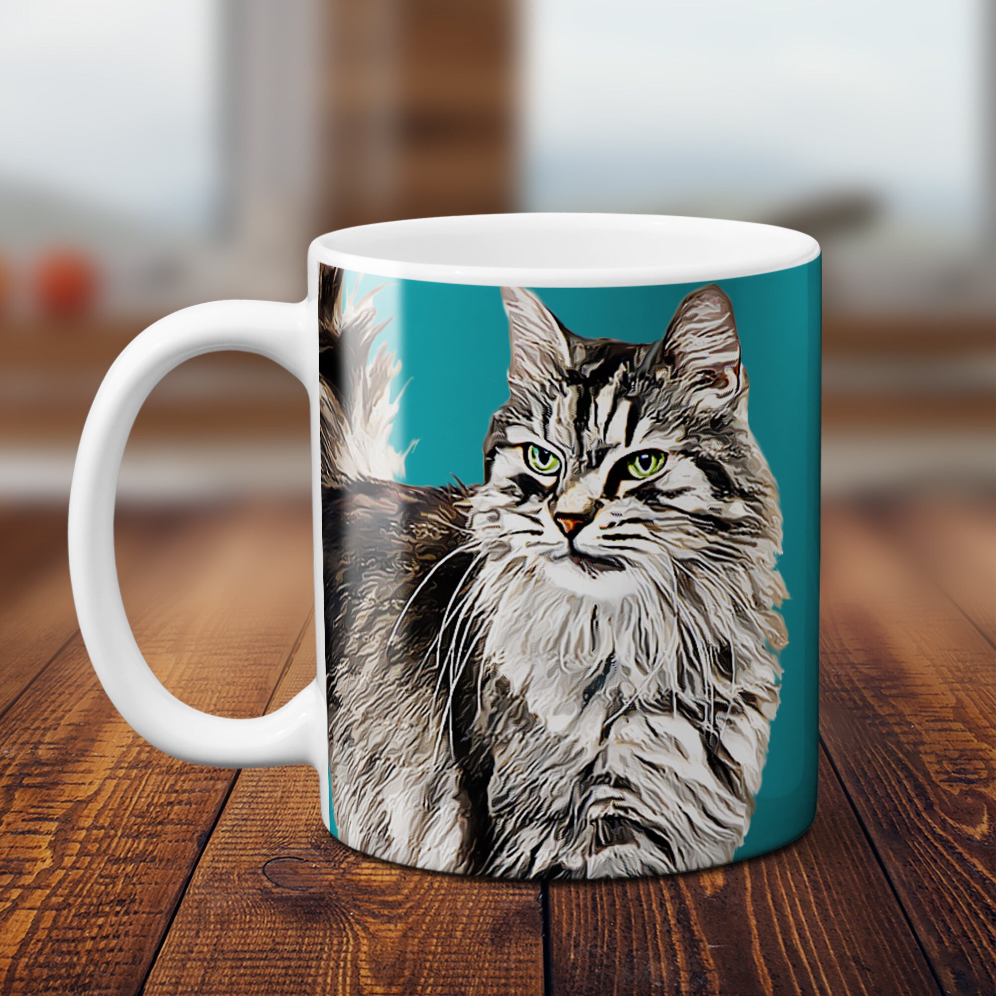 Custom Cat Mug Cat Portrait Mug Customized Pet Mug Cat Mom - Etsy