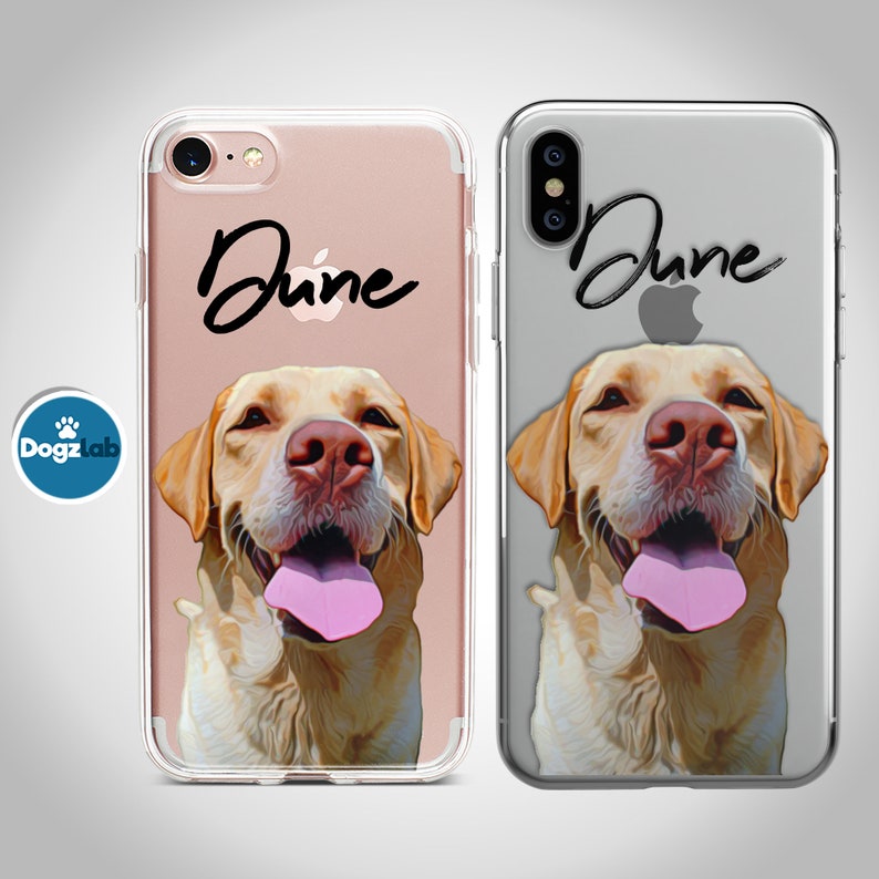 Custom Dog iPhone Case: Personalized Pet Portrait, Clear Phone Cover - Etsy